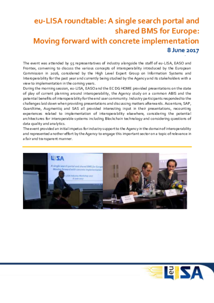 eu-LISA Industry Roundtable June 2017 Report | eu-LISA