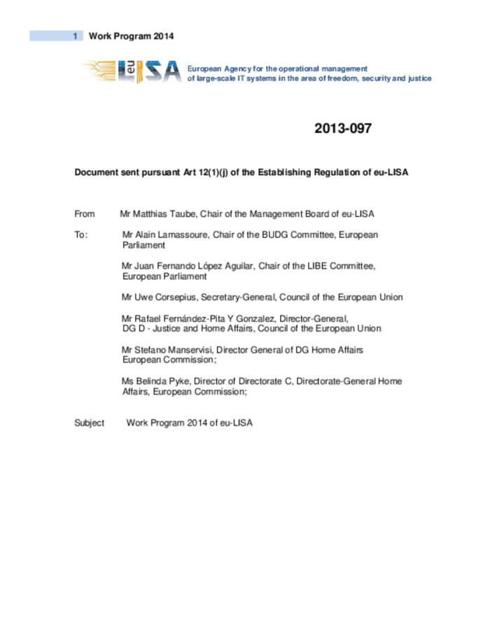 2014 Annual Work Programme | eu-LISA