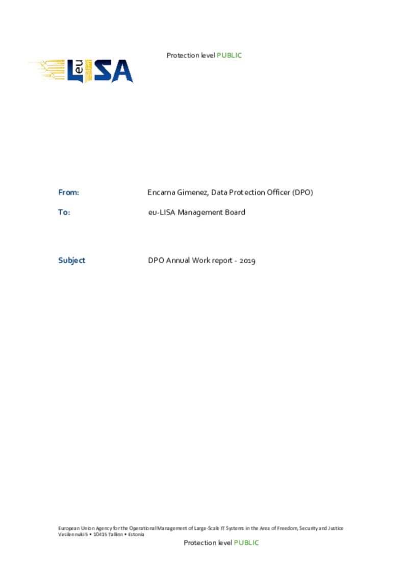 2020-054 DPO Annual Work Report - 2019 | eu-LISA