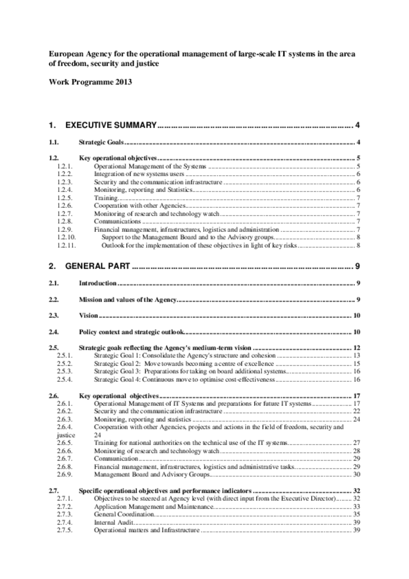 2013 Annual Work Programme | eu-LISA